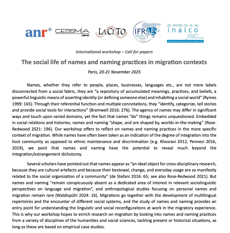 American Name Society - promoting the study of names and naming.