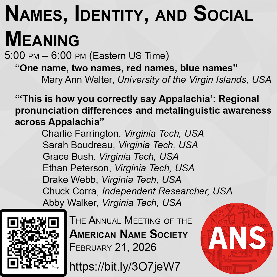 American Name Society - promoting the study of names and naming.